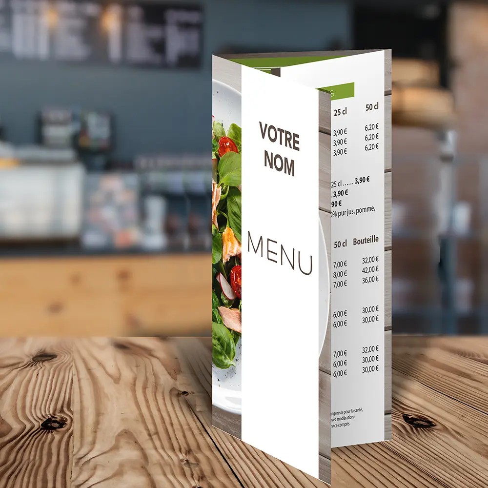 Dépliant Menu Papier A4 plié 3 volets Photo | Impression Menu