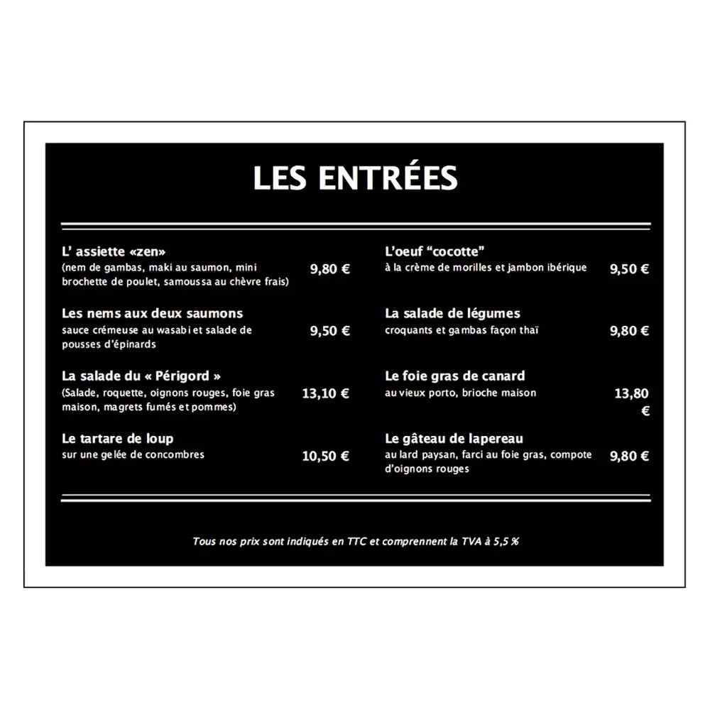Modèle gratuit Menu A5 horizontal Design | Impression Menu